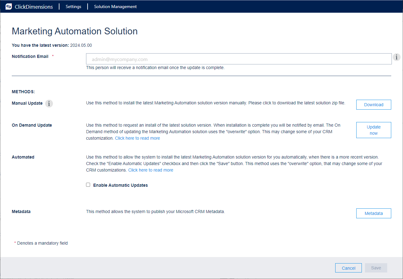 Click: Automatic Solution Update – Click Support