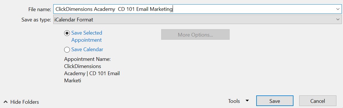 Add an Outlook Calendar Event to an Email Template – Click Support