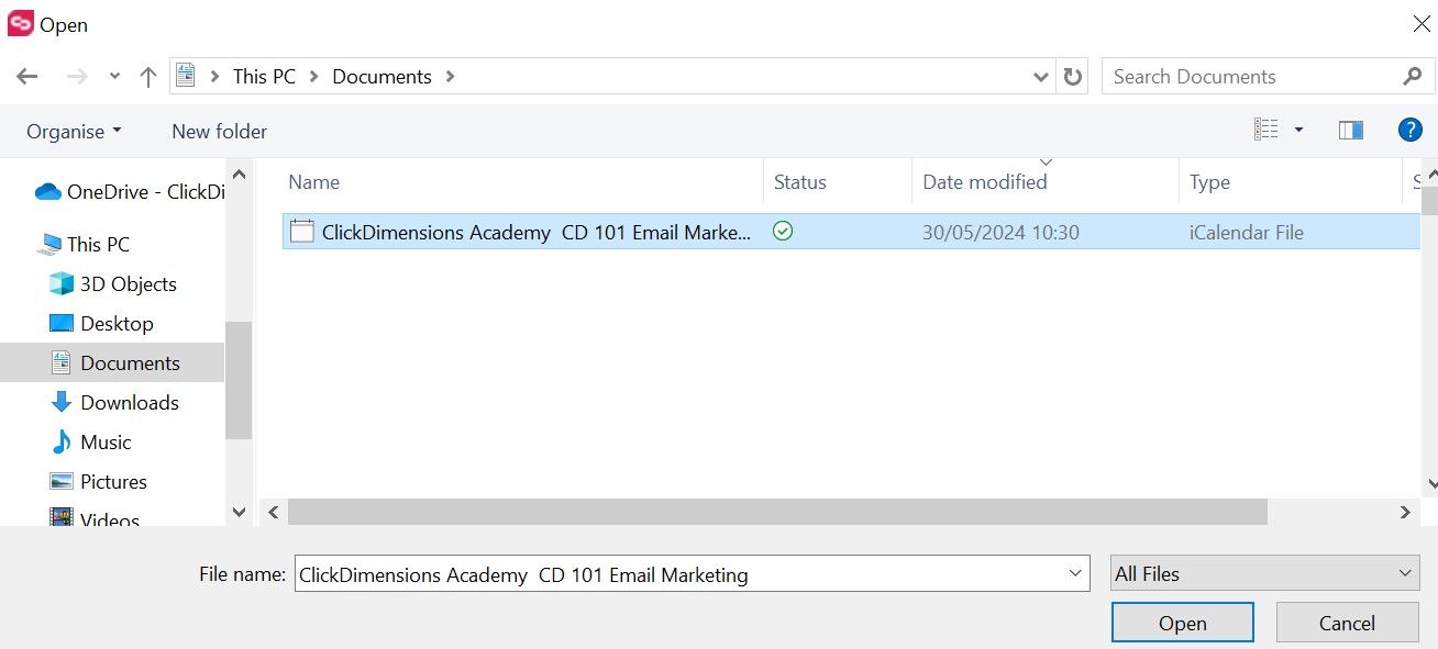 Add an Outlook Calendar Event to an Email Template – Click Support