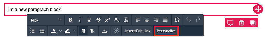 Personalization Menu – Click Support