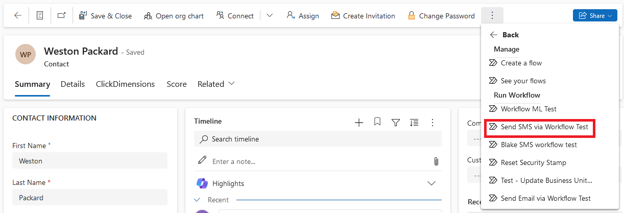 Sending Sms Messages From Dynamics Workflow Click Support