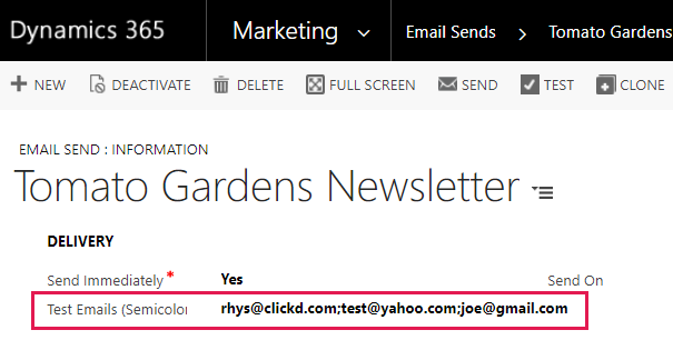 Test an Email Send – Click Support