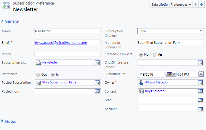 Subscription Management Records – ClickDimensions Support