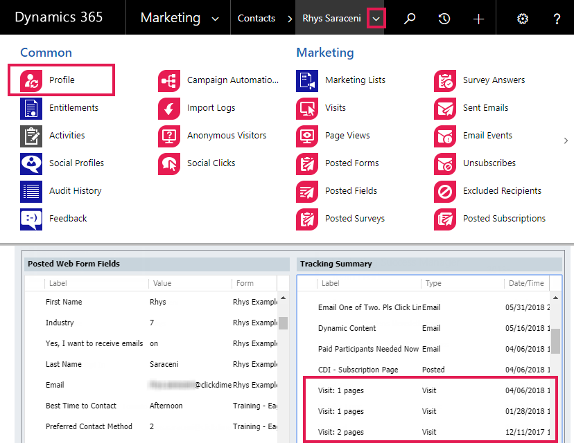 Web Analytics Entities – ClickDimensions Support