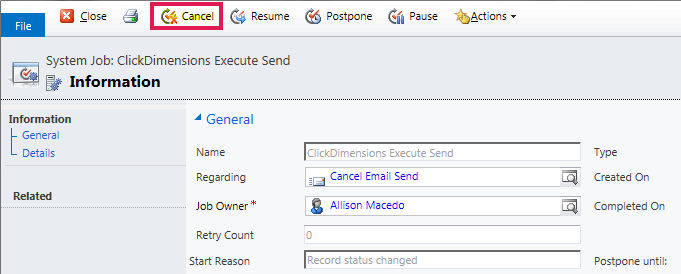 Cancel an Email Send – ClickDimensions Support