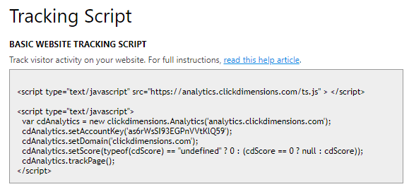 Set Up ClickDimensions Web Tracking – Click Support