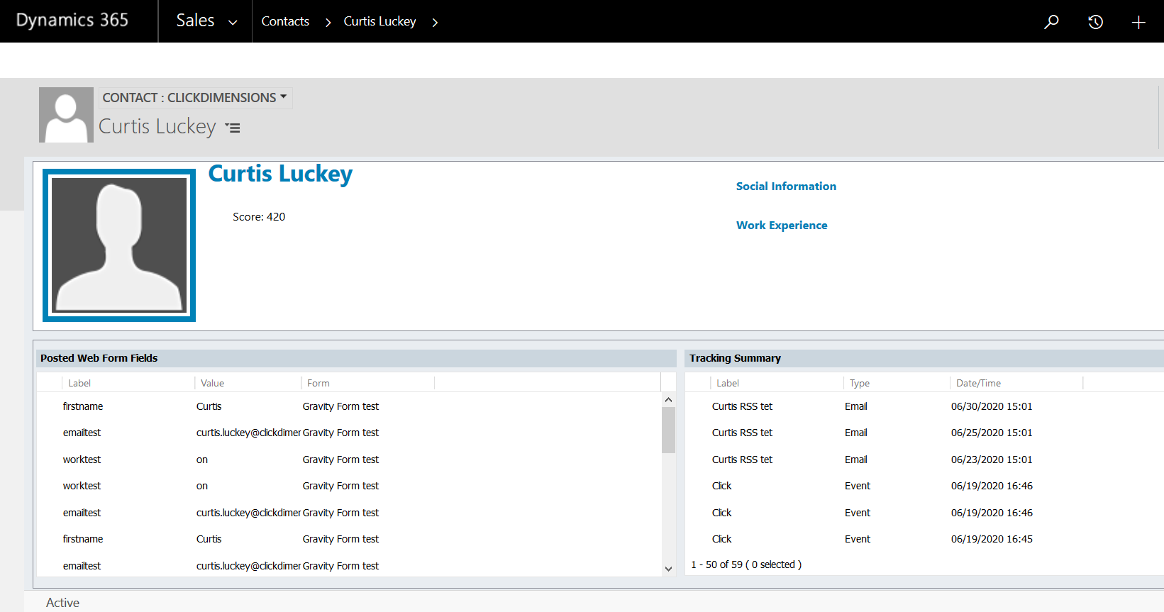 Individual Tracking Summary - Profile View – Click Support