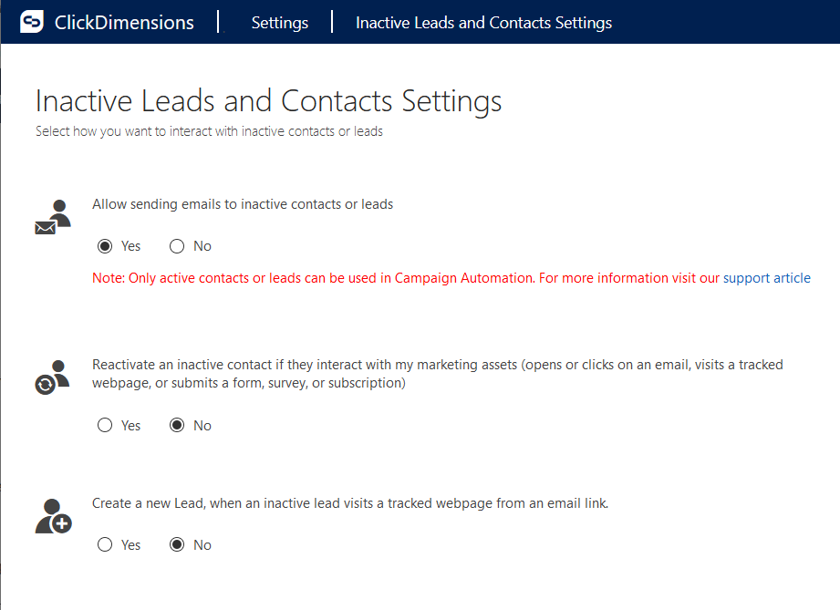 Inactive Record Settings – Click Support