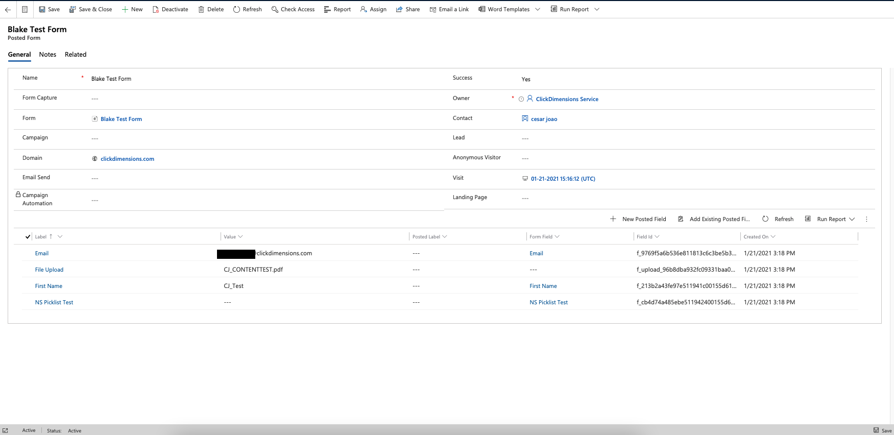 Posted Form Records – Click Support