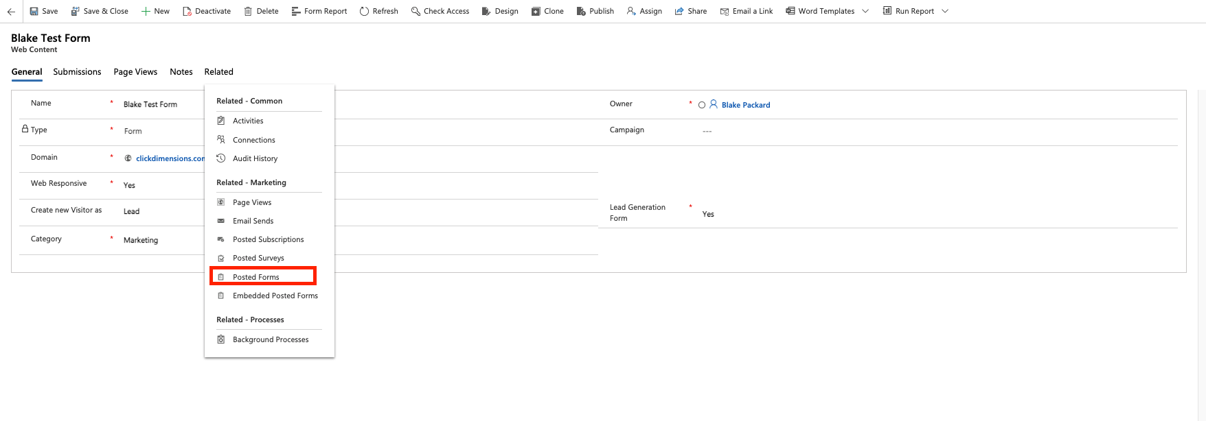 Posted Form Records – Click Support
