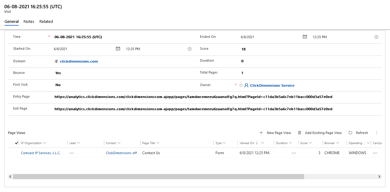 Web Analytics Entities – Click Support